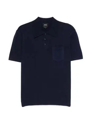 A.p.c. Short-sleeved Polo Shirt With Chest Pocket And Logo - Blue