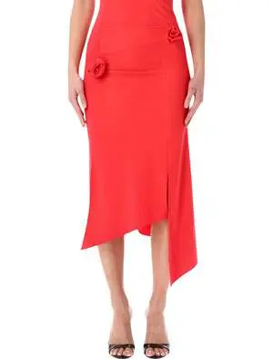 Coperni Flower Embellished Midi Skirt - Red