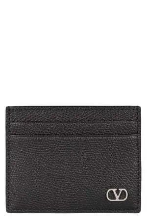 Valentino Garavani Mini Logo Detail Leather Card Holder
