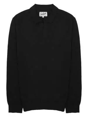 MC2 SAINT BARTH Merino Wool Polo Sweater - Black