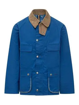 PAUL SMITH LOVES BARBOUR Cotton Bedale Jacket With Velvet Collar - Royal