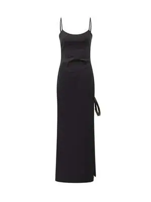 Coperni Tailored Long Dress With Subtle Stripes - Black