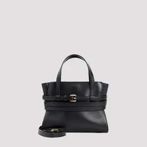 Moschino Leather Handbag With Buckle Detail - Black