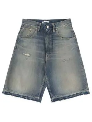 SUNFLOWER Distressed Shorts With Raw Edge Hem - Denim