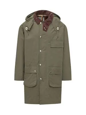 PAUL SMITH LOVES BARBOUR Hooded Painter's Jacket With Velvet Collar - Fern