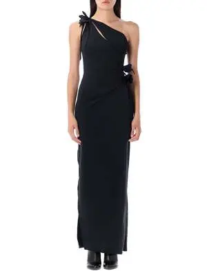 Coperni Asymmetrical Flower Gown - Black