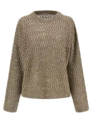 Brunello Cucinelli Crew Neck Micro Sequin Sweater - Brown