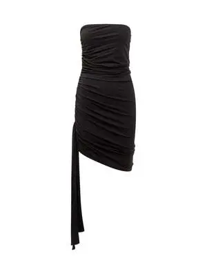Magda Butrym Ruched Strapless Dress With Fusciacca Detail