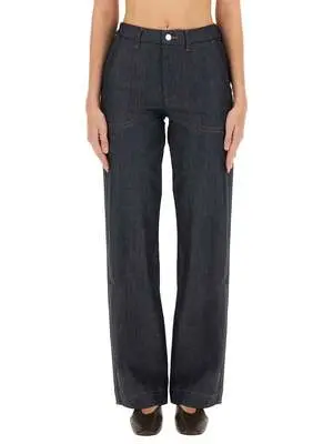 A.p.c. Seaside Wide Leg Jeans In Organic Cotton - Blue