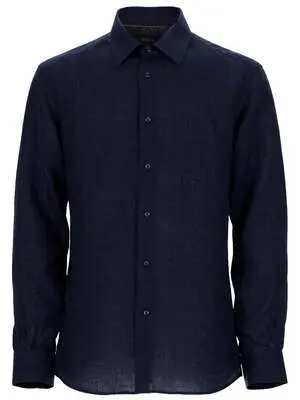 Hugo Boss Linen Button-up Shirt For Ss26 - Blue