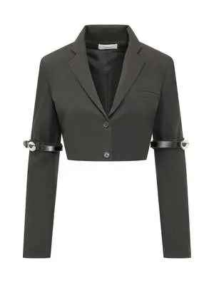 Coperni Mini Hybrid Short Jacket With Sleeve Straps - Black