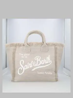 MC2 SAINT BARTH Linen Mini Handbag - Beige