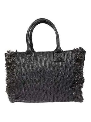 Pinko Mini Raffia Shoulder Bag - Nero