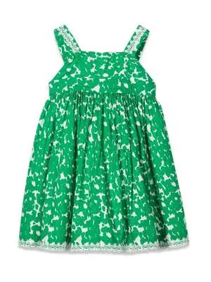 MIMISOL Printed Cotton Dress With Lace Trim