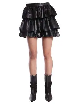 Stella McCartney Anika Faux Leather Tiered Mini Skirt