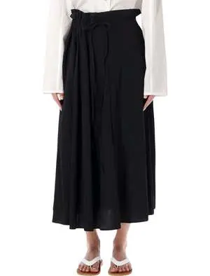 Studio Nicholson Midi Skirt With Drawstring Waist - Black