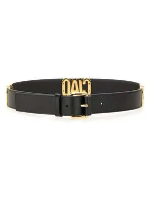Moschino Hello" Logo Belt - Black