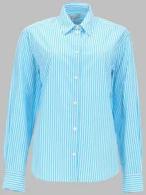 MC2 SAINT BARTH Striped Cotton Button-up Shirt - Azure