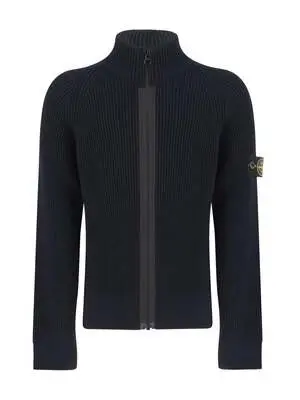 Stone Island 5100012 Ribbed Wool Zip-up Sweater