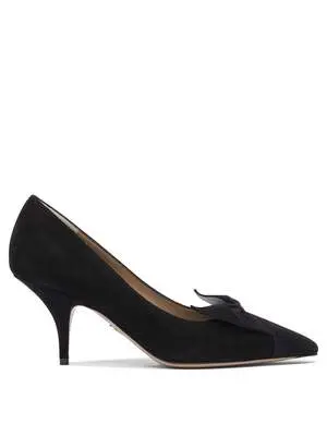 FERRAGAMO Soft Bow Detail Mid Heel Pumps - Black