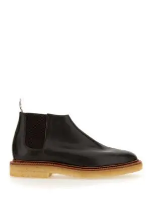 Thom Browne Calf Skin Crepe Sole Mid Top Chelsea Boots - Brown