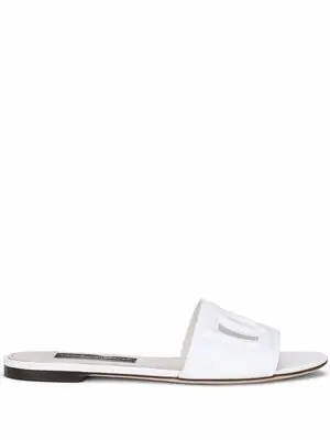 Dolce & Gabbana Dolce & Gabbana White Leather Slide Sandals White