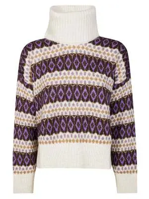 LIUJO Striped Turtleneck Sweater For - Bianco