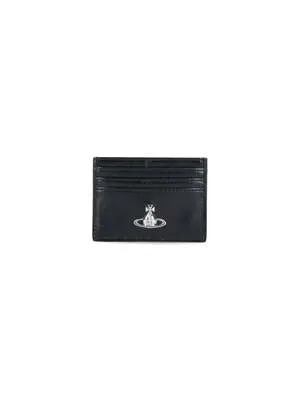 VIVIENNE WESTWOOD Leather Card Holder Wallet - Black