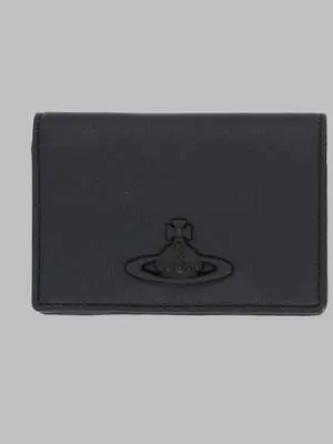 VIVIENNE WESTWOOD Compact Leather Card Holder Wallet - Black