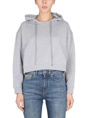 Stella McCartney Embroidered Logo Drawstring Hoodie - Grey