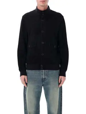 SWORD 6644 Suede Biker Jacket With High Collar - Blue
