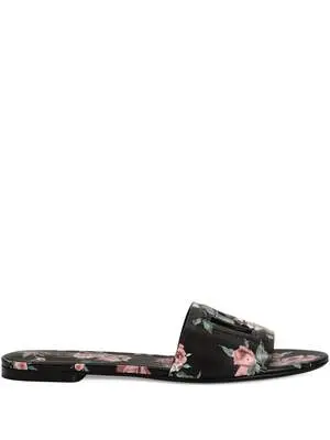 Dolce & Gabbana Floral Print Flat Sandals - Black