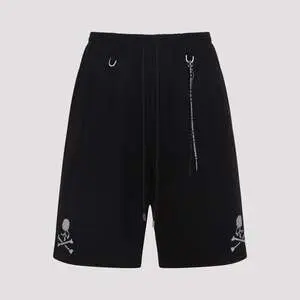 MASTERMIND WORLD Glass Bead Embellished Cotton Shorts - Black