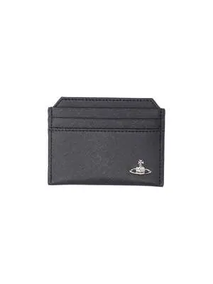 VIVIENNE WESTWOOD Saffiano Card Holder Wallet - Black