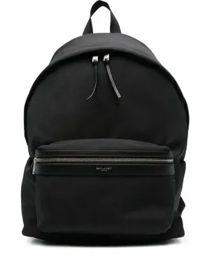 Saint Laurent City Backpack In Canvas, Nylon, And Leather - Black