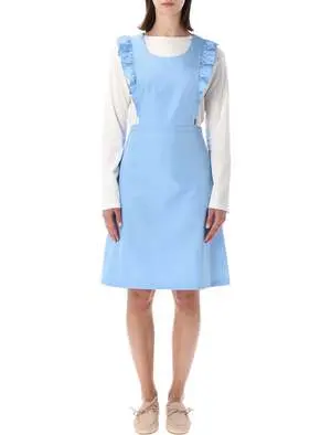 Miu Miu Ruffled Poplin Mini Dress - Light Blue