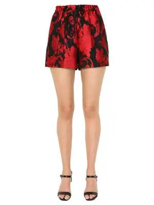 Dries Van Noten Silk Jacquard Mini Shorts - Red