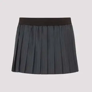 Miu Miu Pleated Pinstripe Miniskirt - Grey