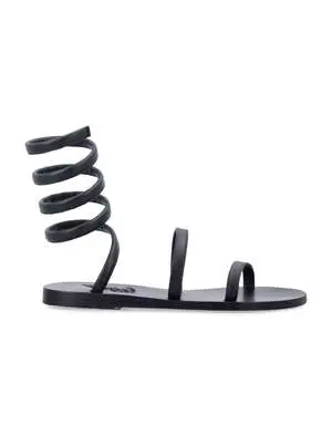 ANCIENT GREEK SANDALS Flat Gladiator Sandals With Strappy Detail - Black