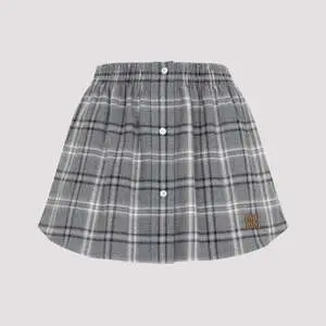 Miu Miu Checked A-line Skirt