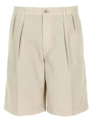 Aspesi Pleated Cotton Shorts - Beige