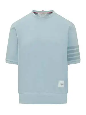 Thom Browne Classic T-shirt With Garment Detailing - Light Blue
