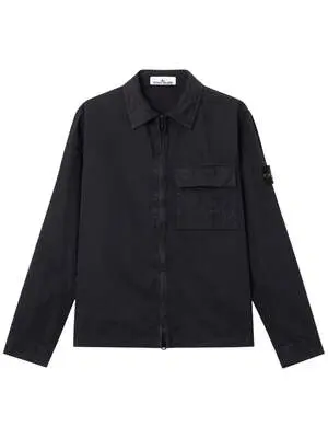 Stone Island Stone Island Men's Cotton Zip Front Overshirt Black
