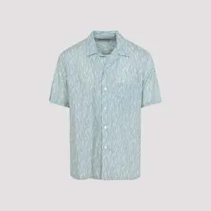 Canali Printed Linen And Cotton Boxy-fit Shirt - Green
