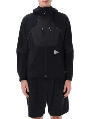 AND WANDER Hooded Technical Zip-up Jacket - Black