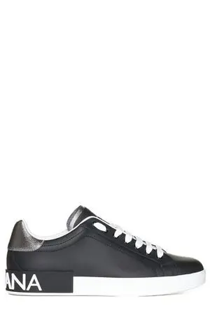 Dolce & Gabbana Calfskin Nappa Portofino Sneakers - Black