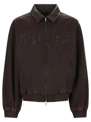 REPRESENT Embroidered Logo Zip-up Bomber Jacket - Brown