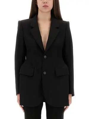 Balenciaga Hourglass Jacket In Wool Twill - Black