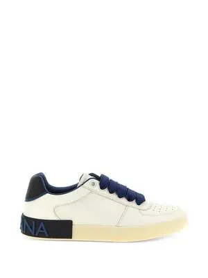 Dolce & Gabbana Leather Sneakers With Contrast Heel Tab - White