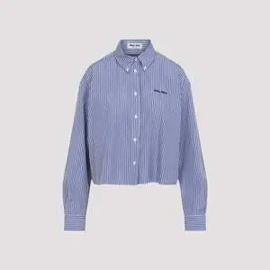Miu Miu Striking Cotton Striped Shirt For - White